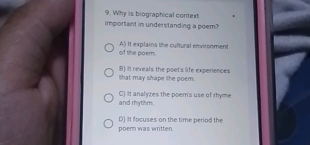 9 Why is biographical context important in | StudyX