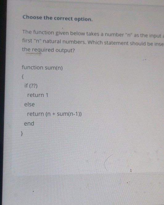 Choose the correct option The function | StudyX