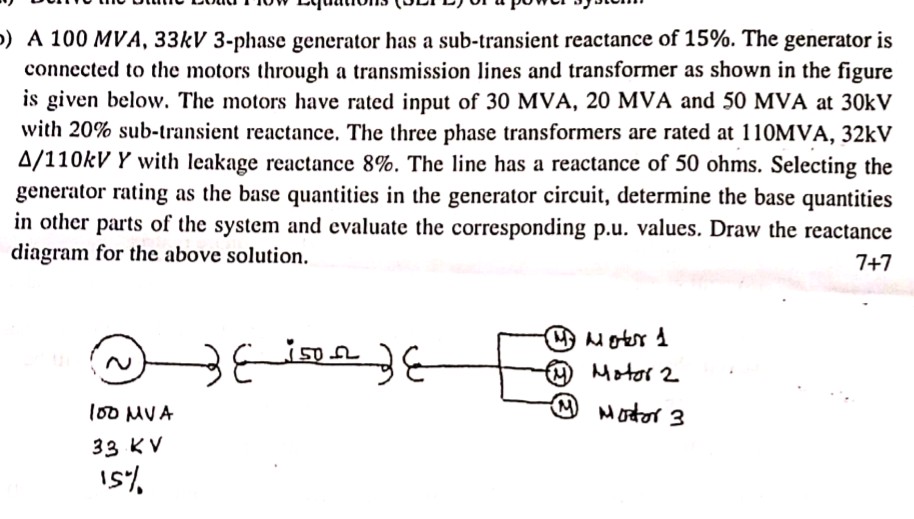 A 100 MVA 33 kV 3-phase generator has a | StudyX