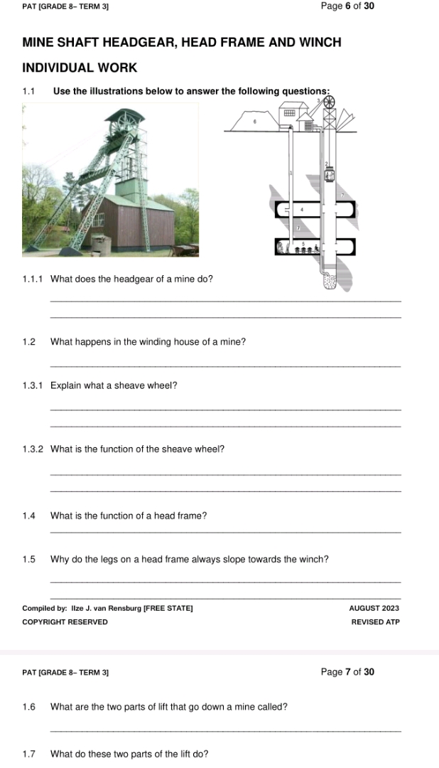 PAT GRADE 8- TERM 3 Page 6 of 30 MINE SHAFT | StudyX