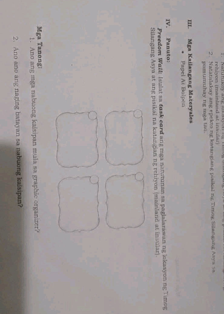 rehiyon (mainland at insular) 2 Natatalakay | StudyX