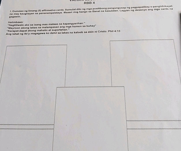 RBB 4 1 Gumawa ng limang (5) affimative | StudyX