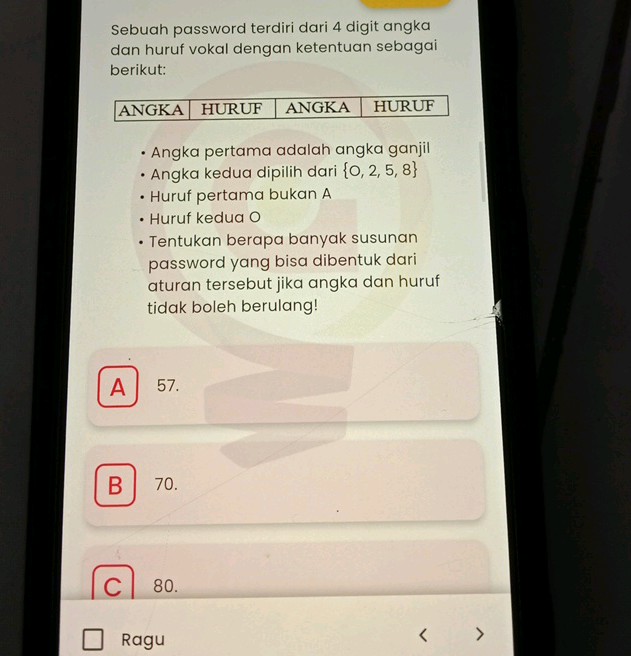 Sebuah password terdiri dari 4 digit angka | StudyX