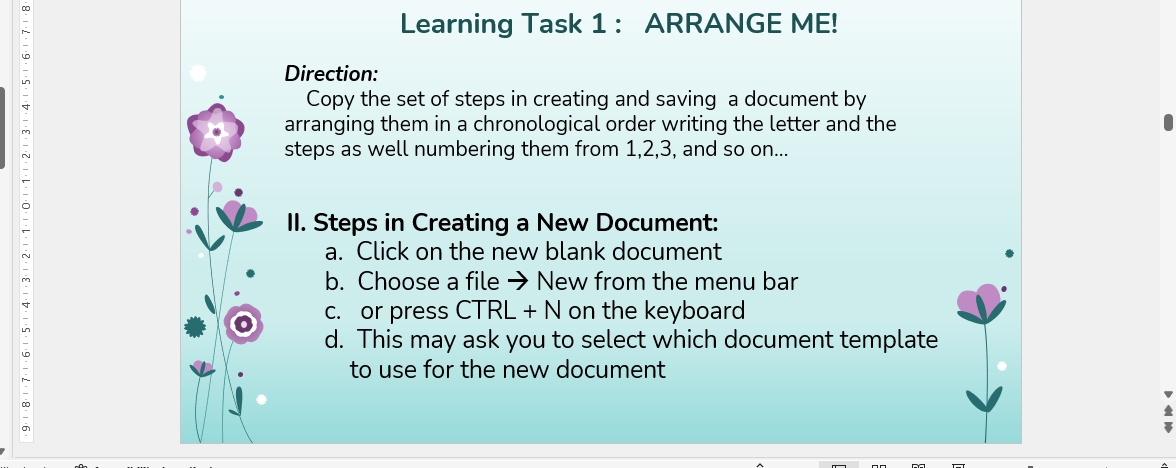Learning Task 1 ARRANGE ME Direction Copy | StudyX