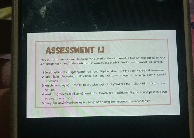 ASSESSMENT 11 Read each statement carefully | StudyX