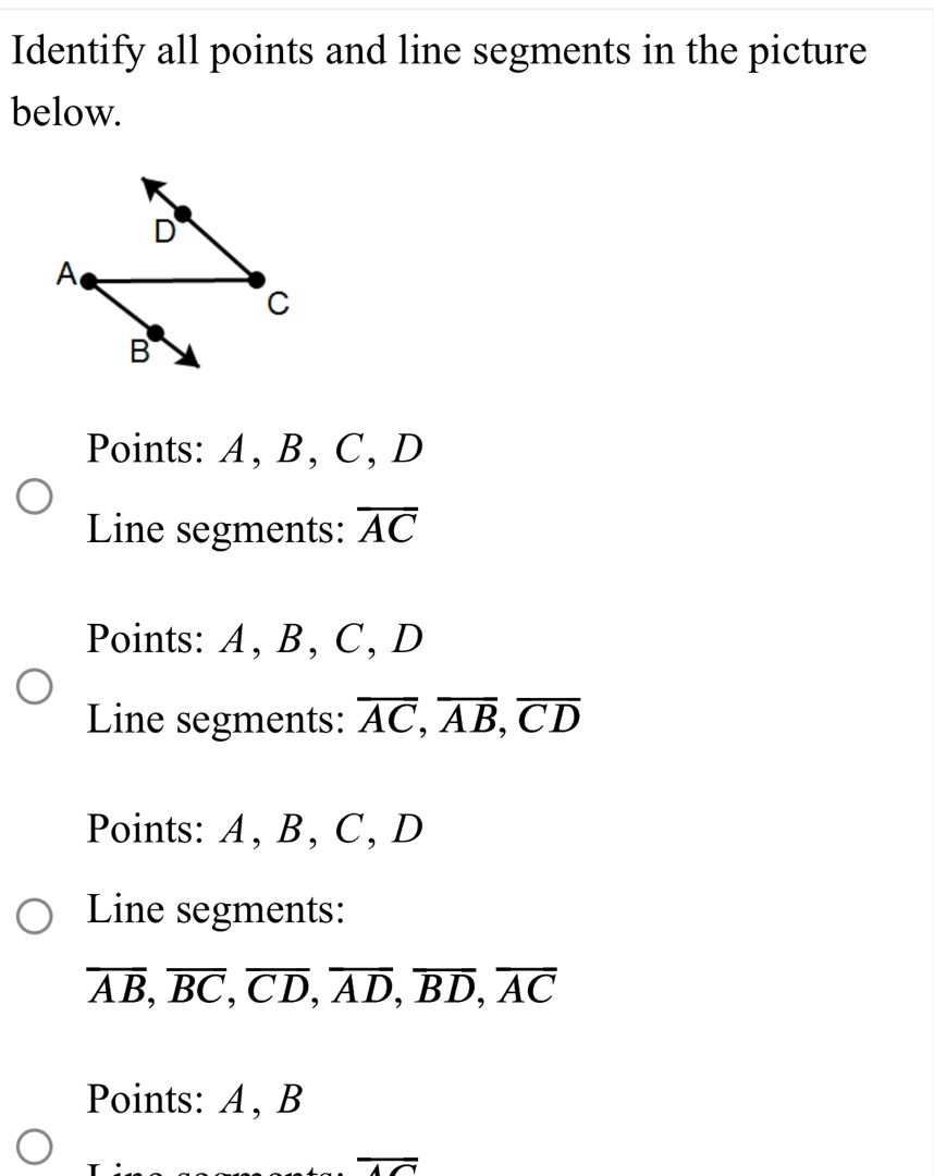 Identify all points and line segments in | StudyX