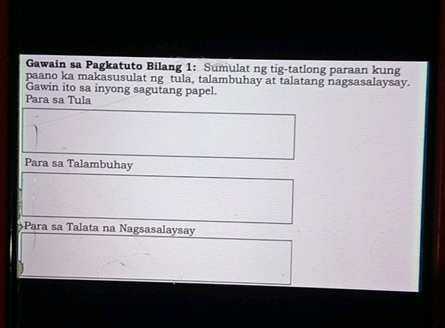 Gawain sa Pagkatuto Bilang 1 Sumulat ng | StudyX
