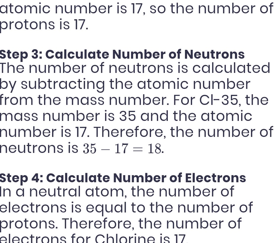 atomic number is 17 so the number of | StudyX