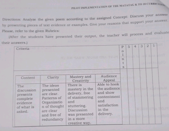 FILOT IMPLEMENTATION OF THE MATATAG K TO 10 | StudyX