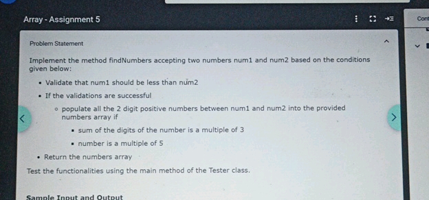 Array - Assignment 5 Problem Statement | StudyX