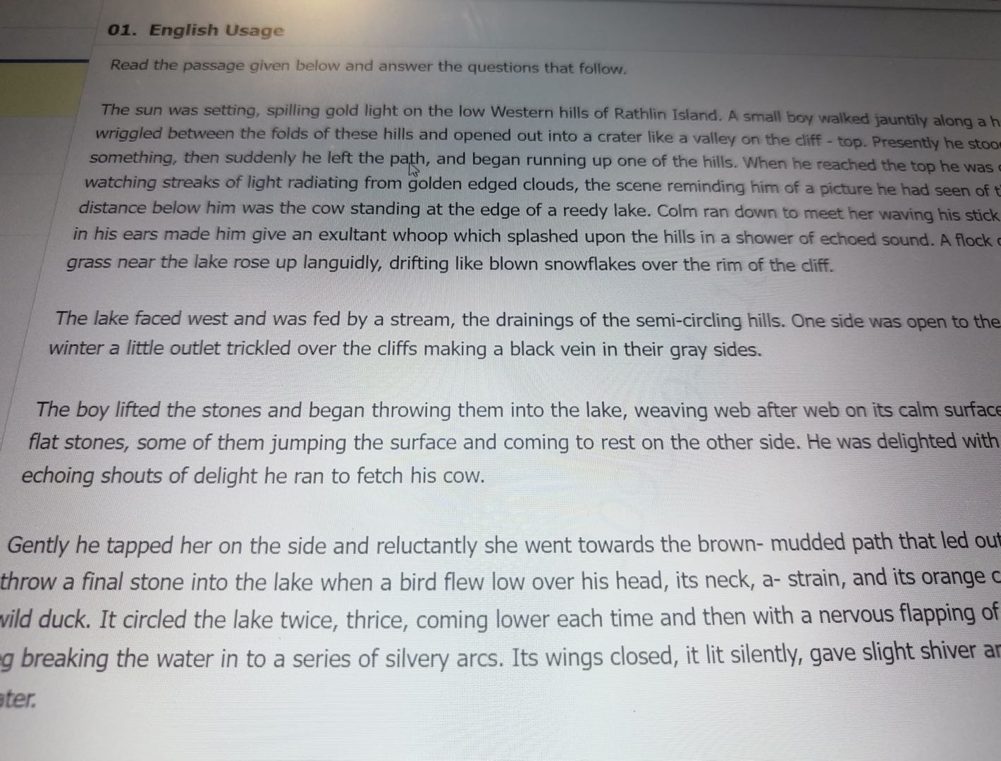 01 English Usage Read the passage given | StudyX