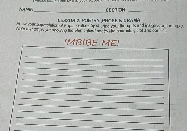 NAME SECTION LESSON 2 POETRY PROSE DRAMA | StudyX