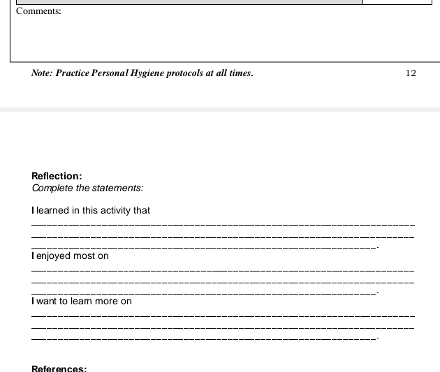 Comments Note Practice Personal Hygiene | StudyX