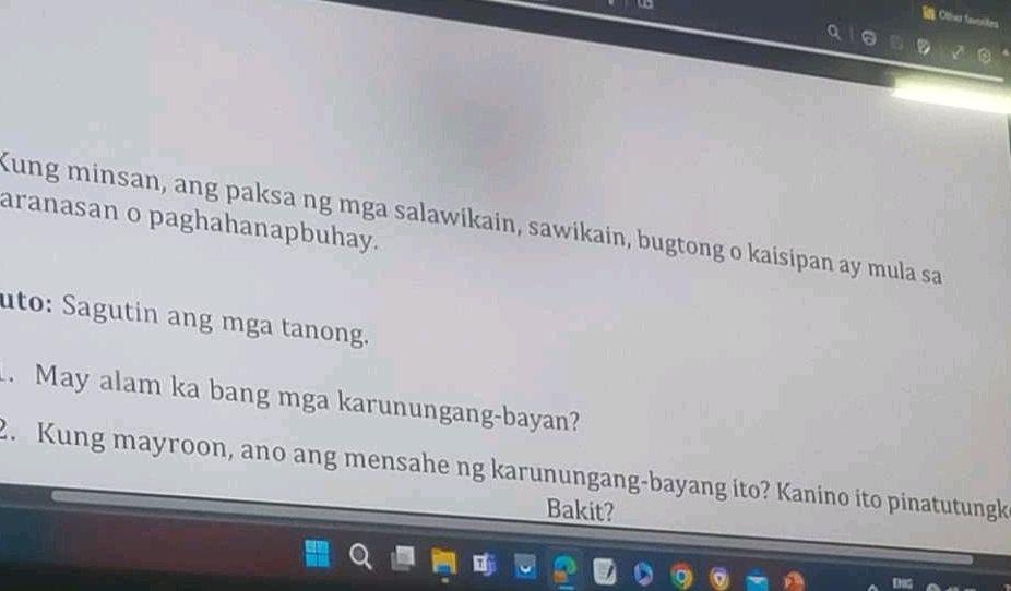 Kung minsan ang paksa ng mga salawikain | StudyX