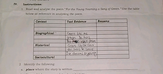 IV Instructions 1 Read and analyze the poem | StudyX