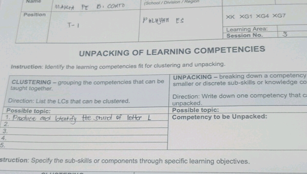 UNPACKING OF LEARNING COMPETENCIES | StudyX