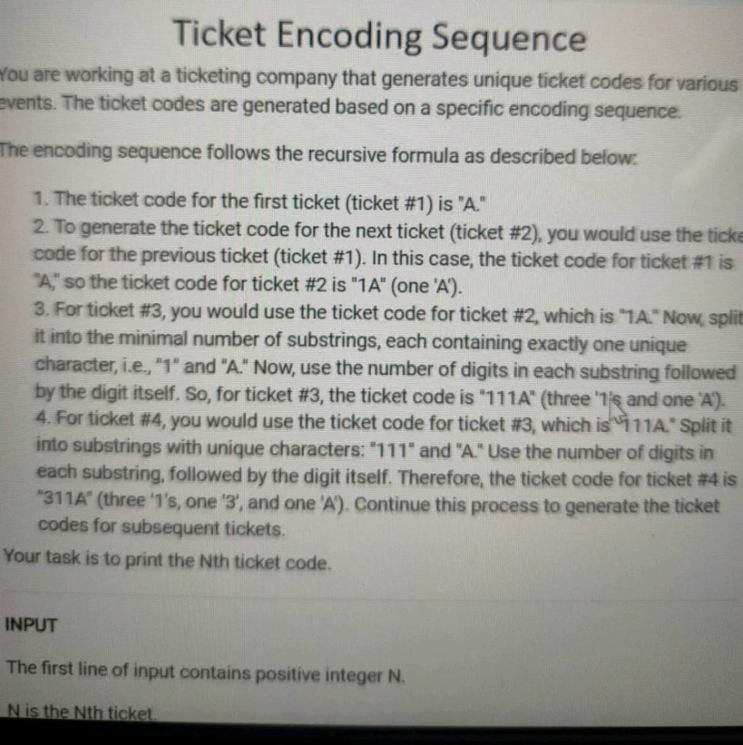 Ticket Encoding Sequence You are working at | StudyX