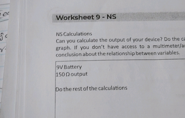 Worksheet 9 - NS NS Calculations Can you | StudyX