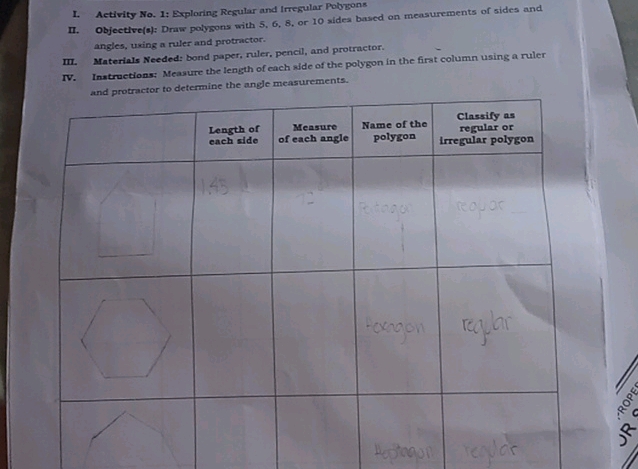 1 Aetivity No 1 Exploring Regular and | StudyX