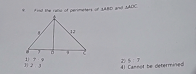 9 Find the ratio of perimeters of A B D | StudyX