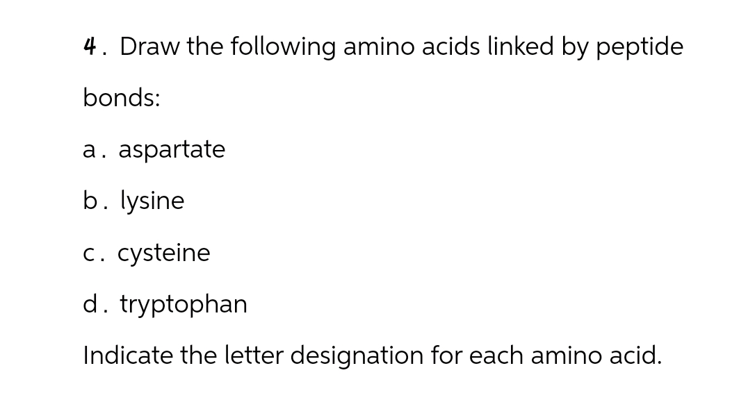 4 Draw the following amino acids linked by | StudyX