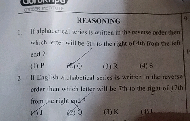 REASONING 1 If alphabetical series is | StudyX