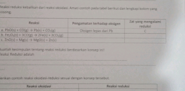 Reaksi reduksi kebalikan dari reaksi | StudyX