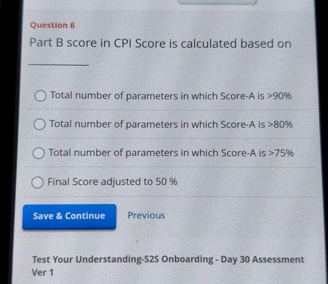 Question 6 Part B score in CPI Score is | StudyX