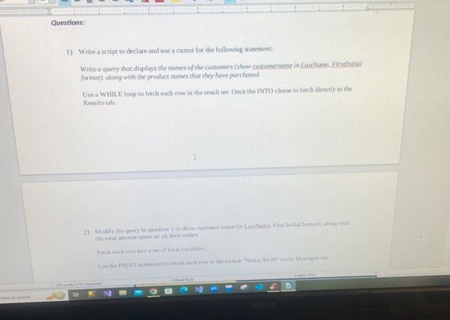 Questions 1) Write a script to declare and | StudyX