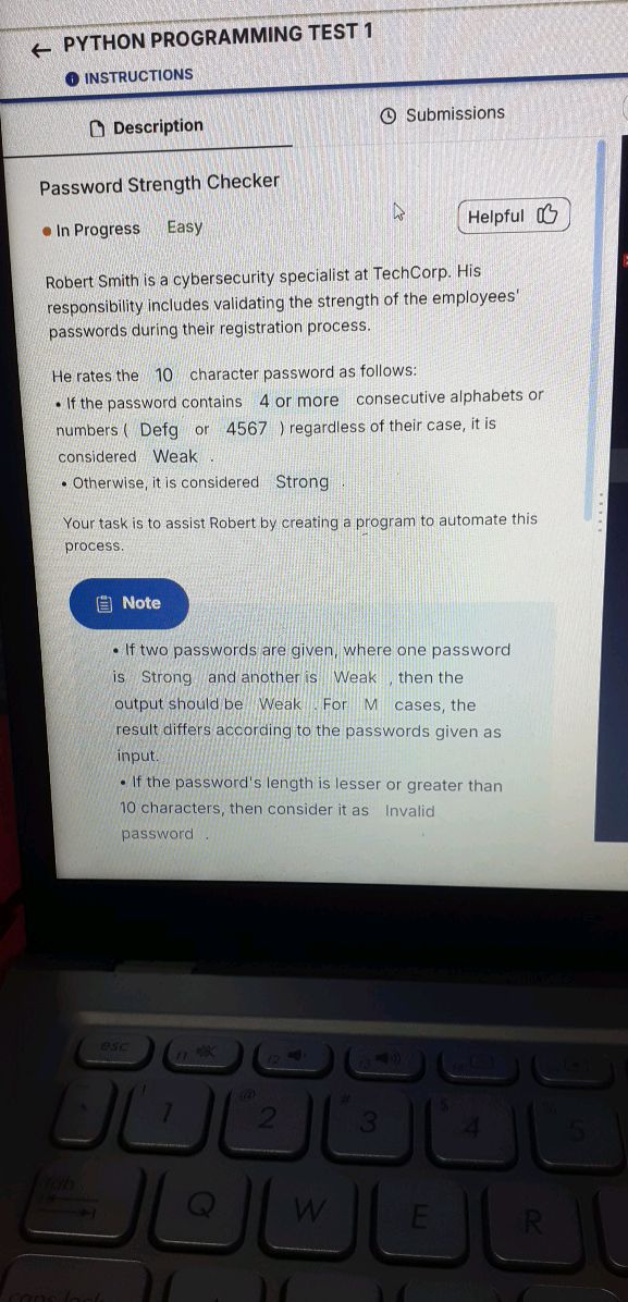 PYTHON PROGRAMMING TEST 1 (i) INSTRUCTIONS | StudyX