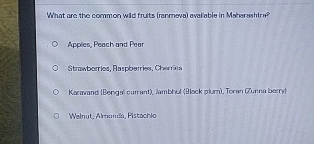 What are the common wild fruits (ranmeva) | StudyX