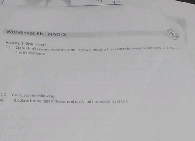 Worksheet 8b - MATHS Activity 1 Group woris | StudyX