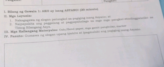 Panglats 1 Bllang ng Gawain 1 AKO ay isang | StudyX