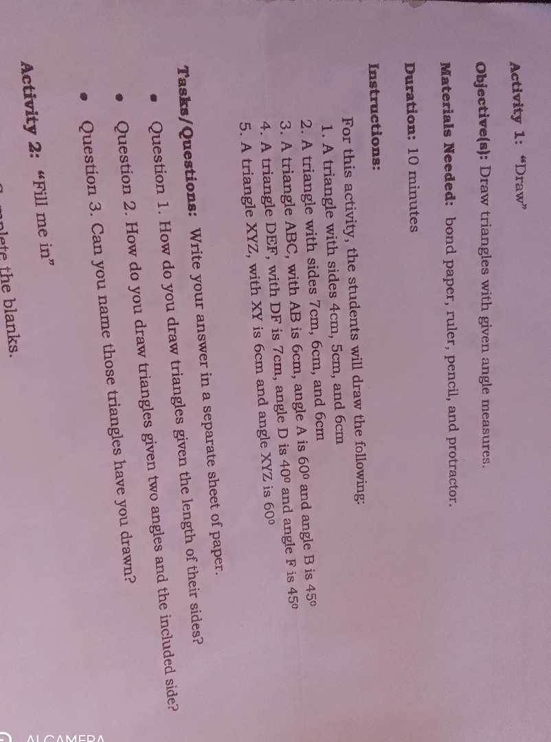 Activity 1 Draw Objective(s) Draw triangles | StudyX