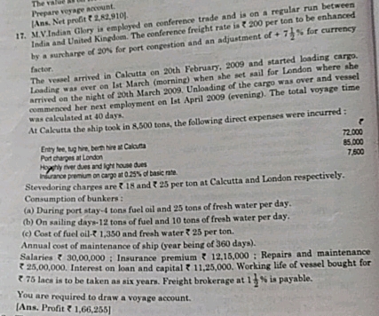 The valuet Prepare vogage acount 17 | StudyX