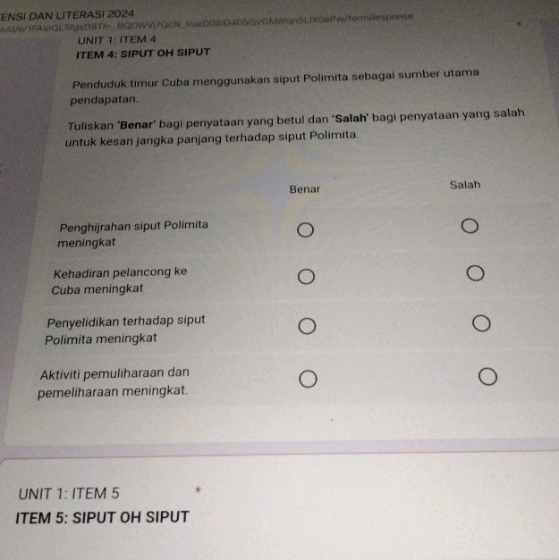 ENSI DAN LITERASI 2024 UNIT 1 ITEM 4 ITEM 4 | StudyX