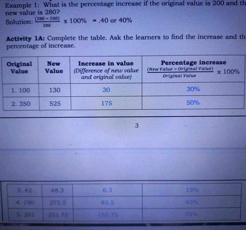 Example 1 What is the percentage increase | StudyX