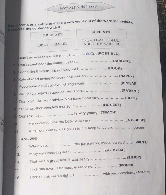 Prefixes Suffixes Use a prefix or a suffix | StudyX