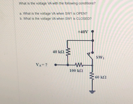What is the voltage VA with the following | StudyX
