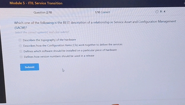 Module 5 - ITIL Service Transition Question | StudyX