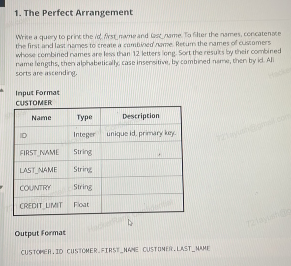 1 The Perfect Arrangement Write a query to | StudyX