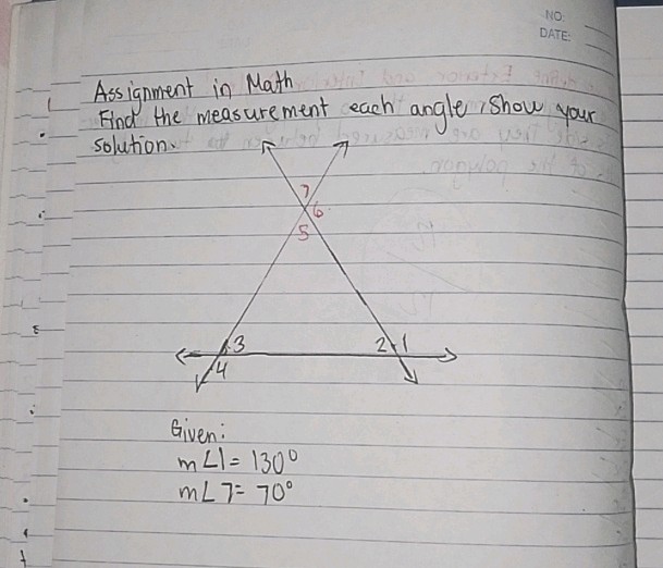 Assignment in Math Find the measurement | StudyX