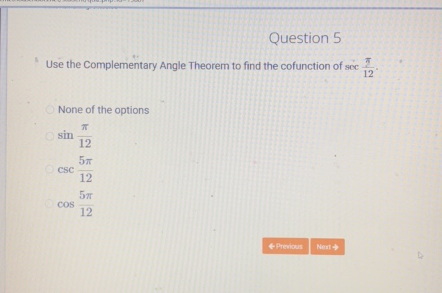 Question 5 4 Use the Complementary Angle | StudyX