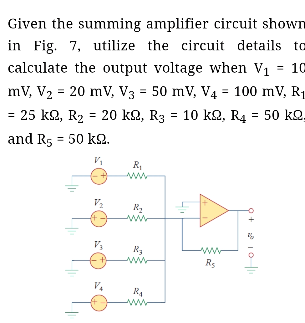 Given the summing amplifier circuit shown | StudyX