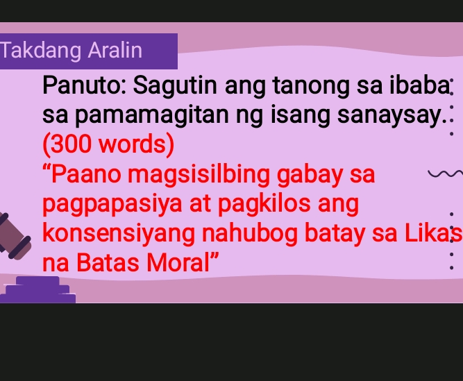 Takdang Aralin Panuto Sagutin ang tanong sa | StudyX