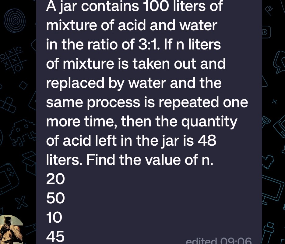 A jar contains 100 liters of mixture of | StudyX