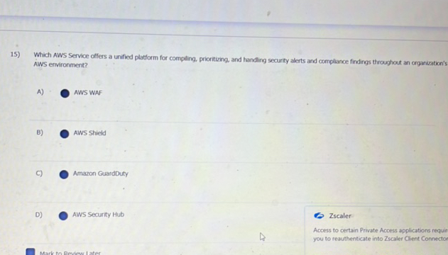 15) Which AWS Service offers a unified | StudyX