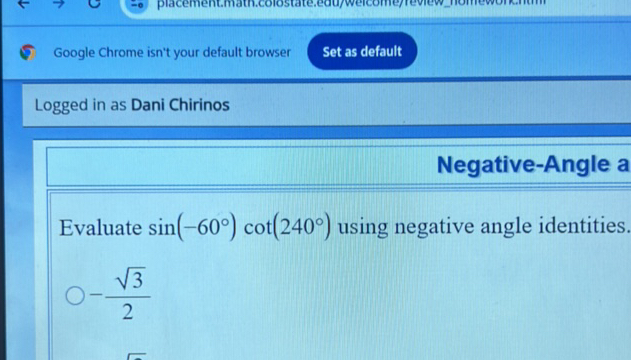 Google Chrome isnt your default browser Set | StudyX