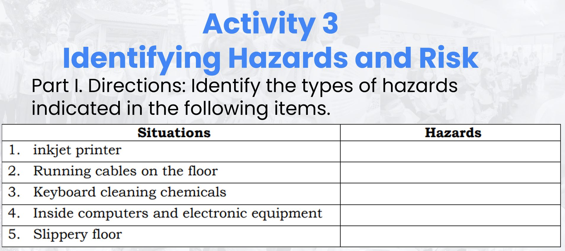Activity 3 Identifying Hazards and Risk | StudyX