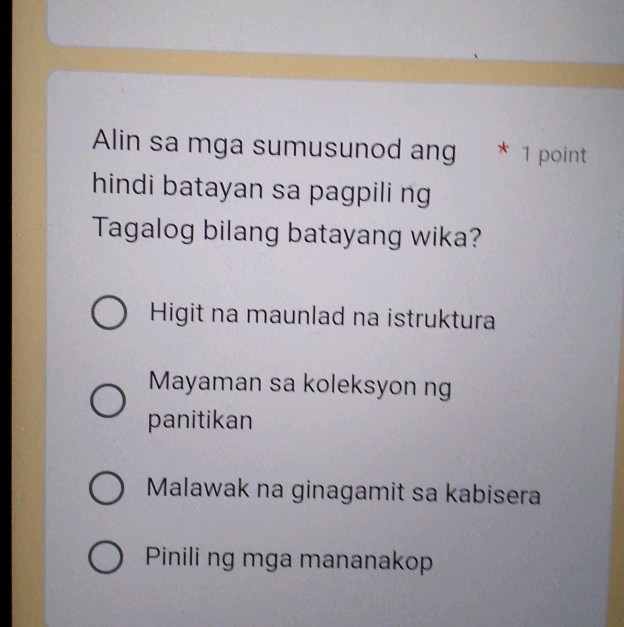 Alin sa mga sumusunod ang 1 point hindi | StudyX